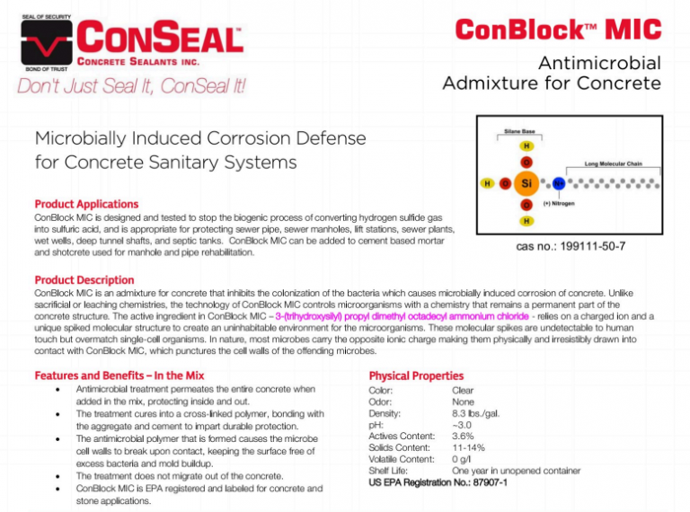 Permanent Antimicrobial Concrete Admixture cas 199111-50-7